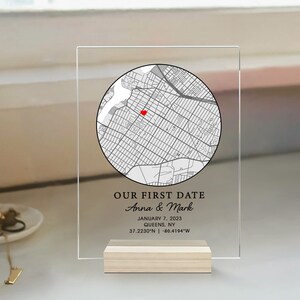 Custom Location Map, Our First Date Acrylic Plaque, Personalized Map ...