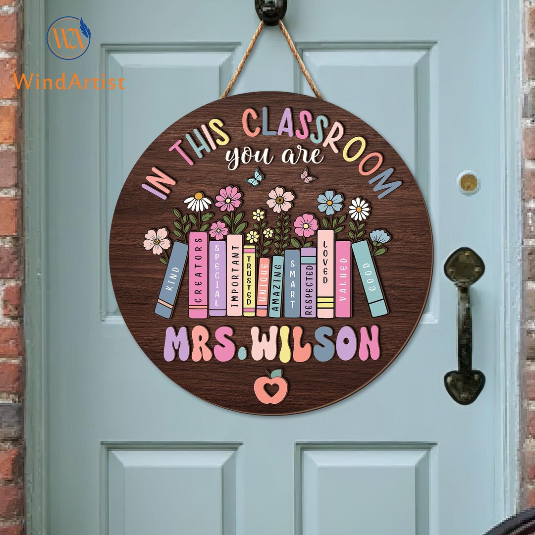 Custom Teacher Door Hanger, Teacher 3D Door Sign, Teacher Welcome Sign ...