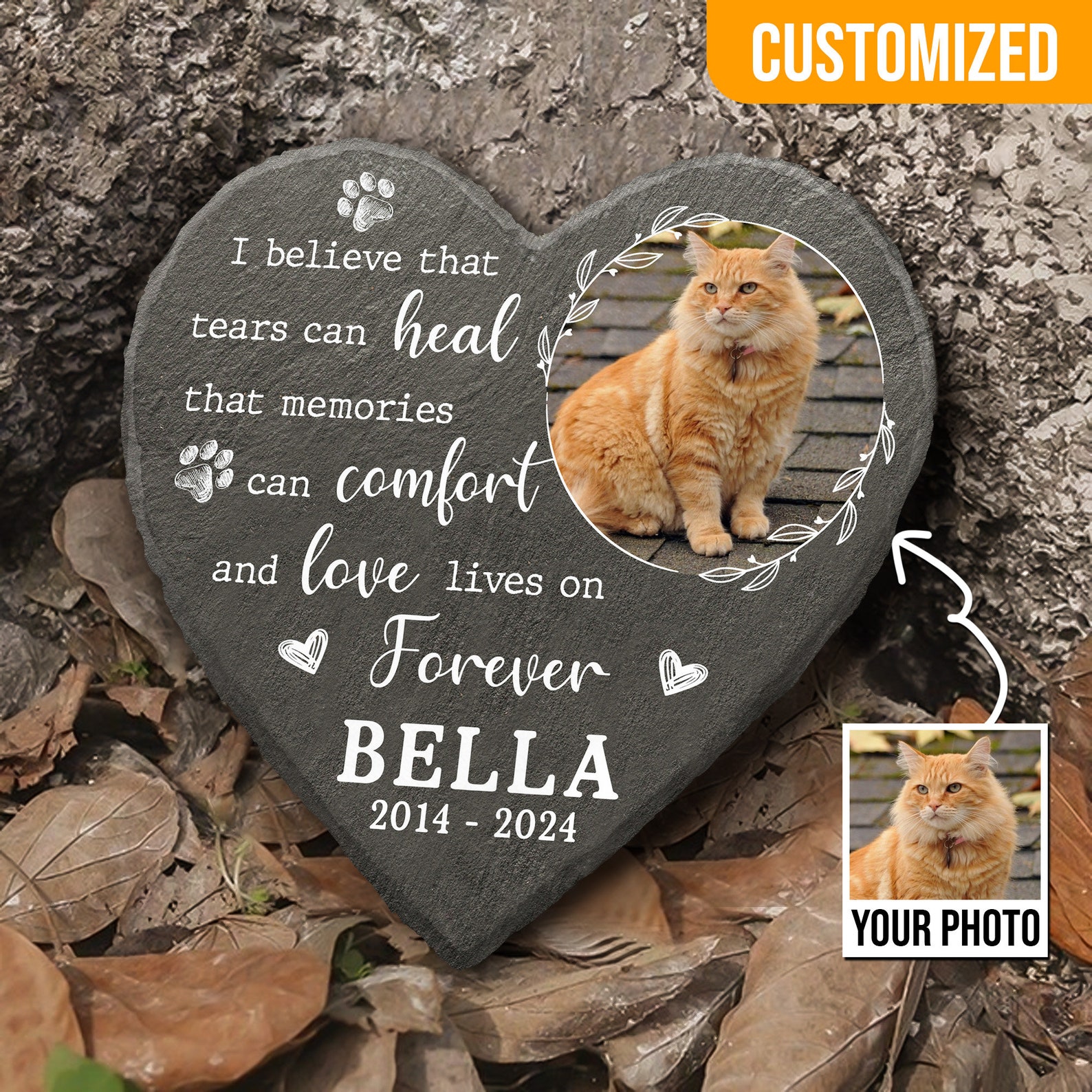 Custom Pet Memorial, Cat Memorial Stone, Custom Dog Memorial Slate, Pet ...