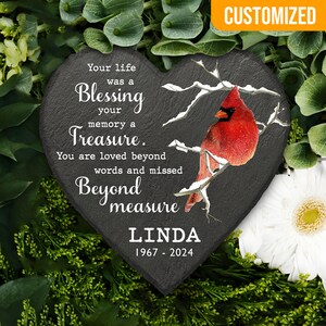 Personalized Cardinal Memorial Stones, Sympathy Stone Gifts for Loss of ...