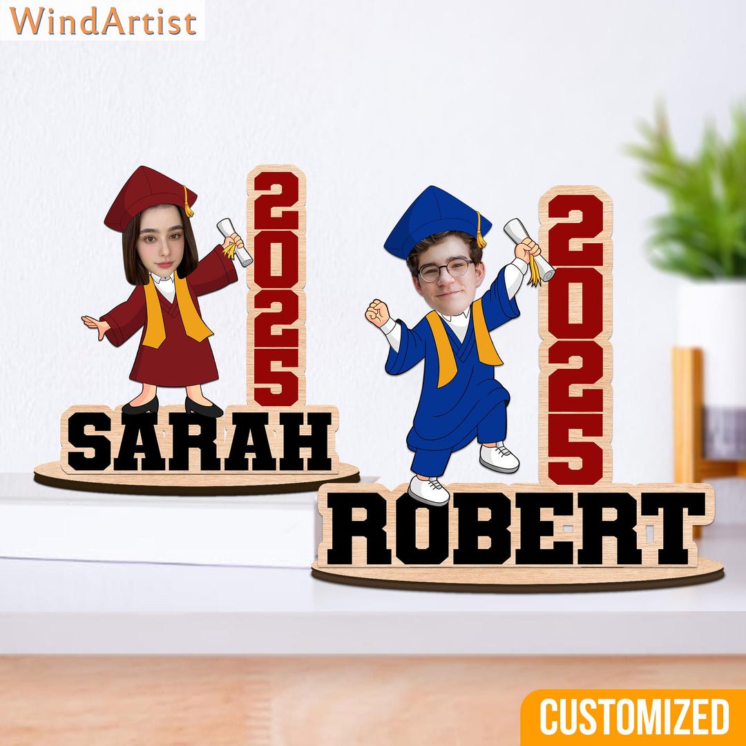 Custom Graduation Gift 2025, Personalized Wooden Standee With Face ...