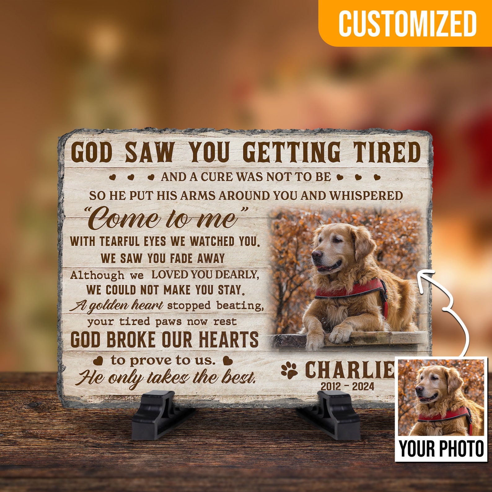 Custom Dog Memorial Slate, Cat Memorial Stone, Pet Remembrance Gift ...