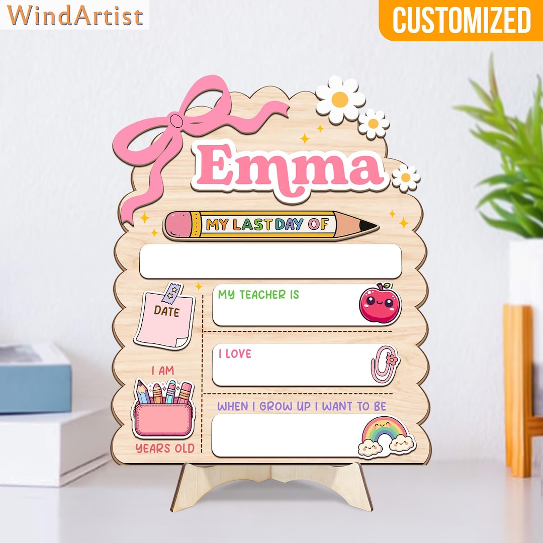 Personalized First Day School Sign, Custom Reusable School Sign, Back ...