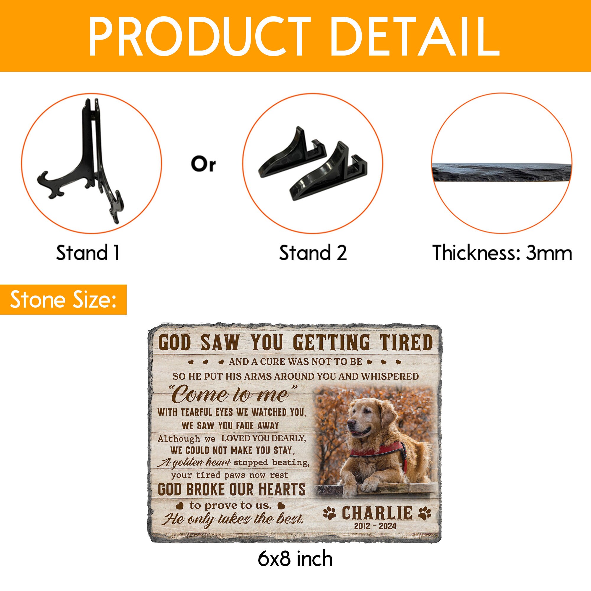 Custom Dog Memorial Slate, Cat Memorial Stone, Pet Remembrance Gift ...