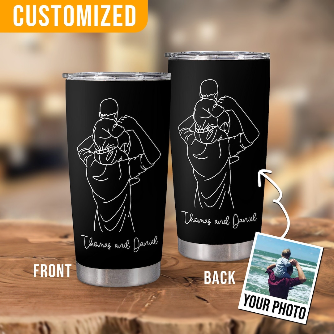 Custom Tumbler for Dad, Fathers Day Tumbler, Personalized Dad Portrait ...