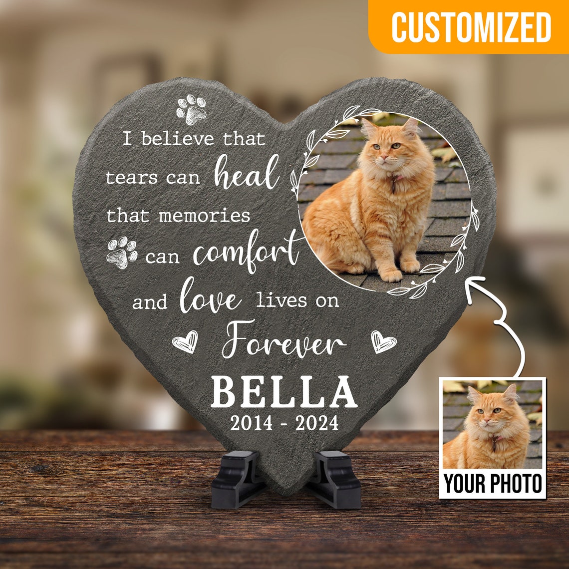 Custom Pet Memorial, Cat Memorial Stone, Custom Dog Memorial Slate, Pet ...