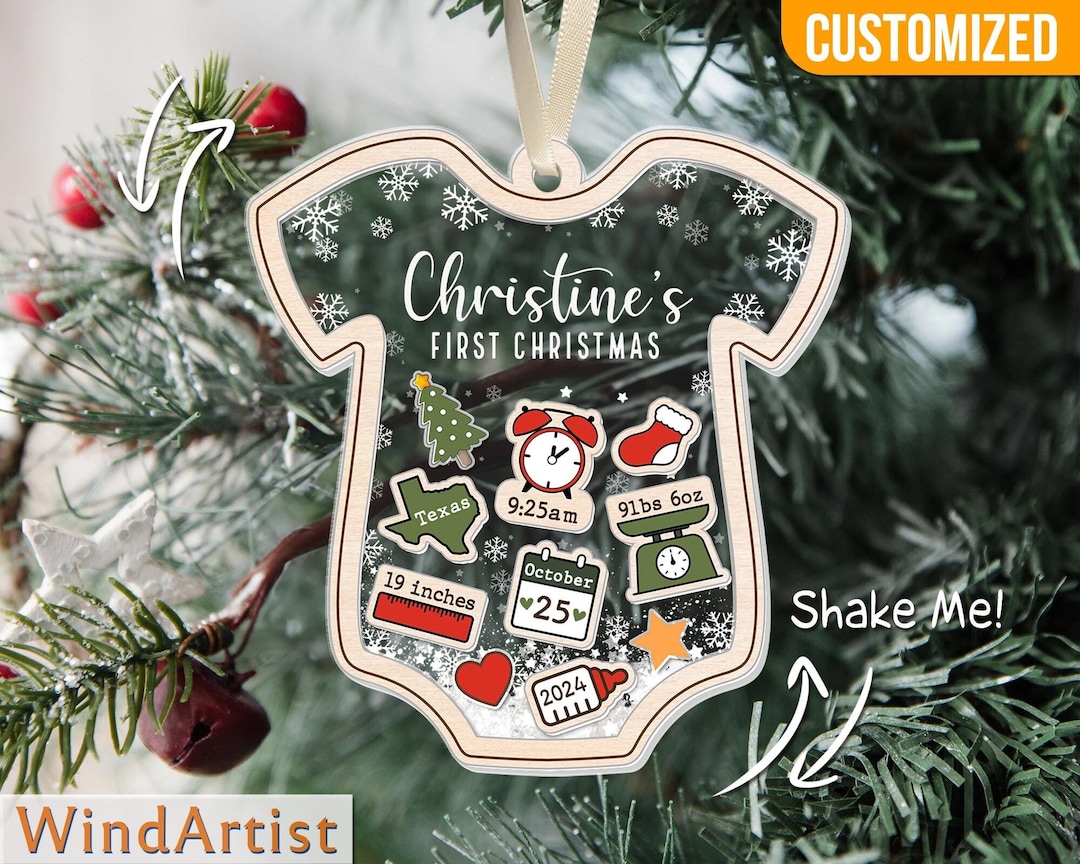 Personalized Baby First Christmas Ornament Shake 2024, Baby's First ...