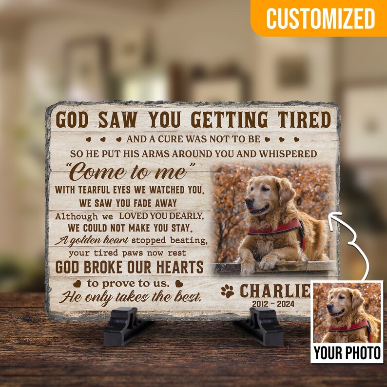 Custom Dog Memorial Slate, Cat Memorial Stone, God Saw You Getting ...