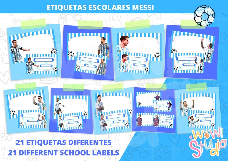 Etiquetas Escolares Messi. Messi school labels. - Etsy México
