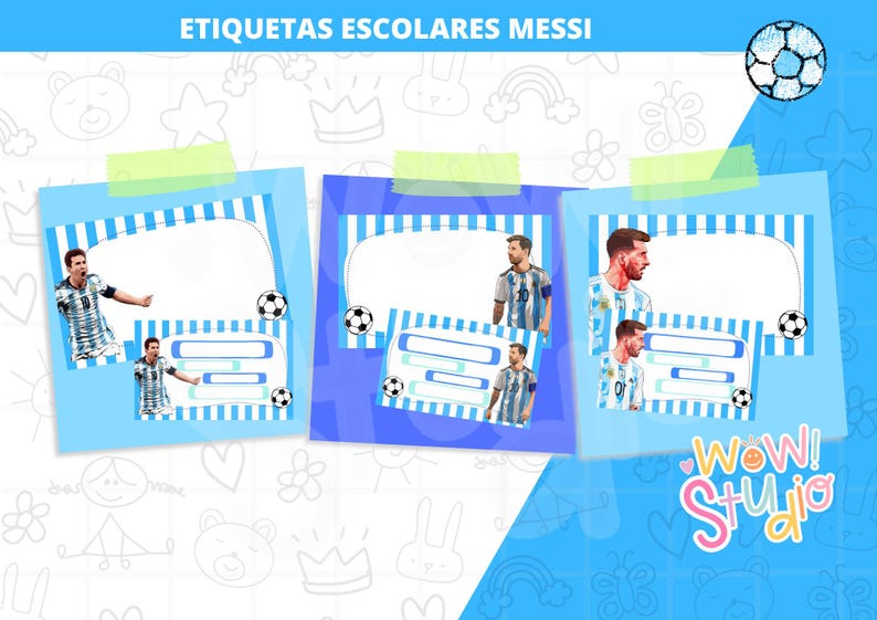 Etiquetas Escolares Messi. Messi school labels. - Etsy México