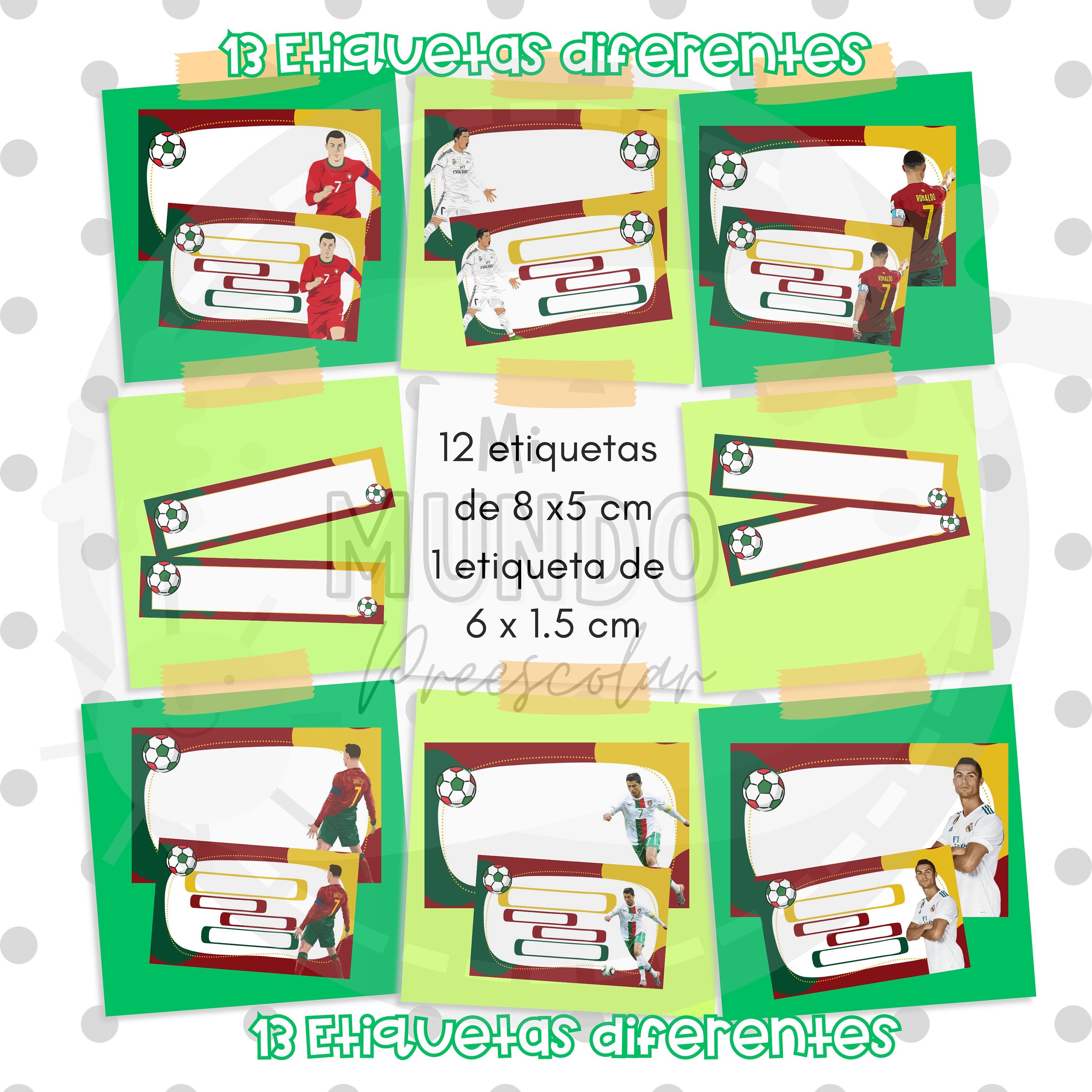 Etiquetas escolares Cristiano Ronaldo - Etsy México