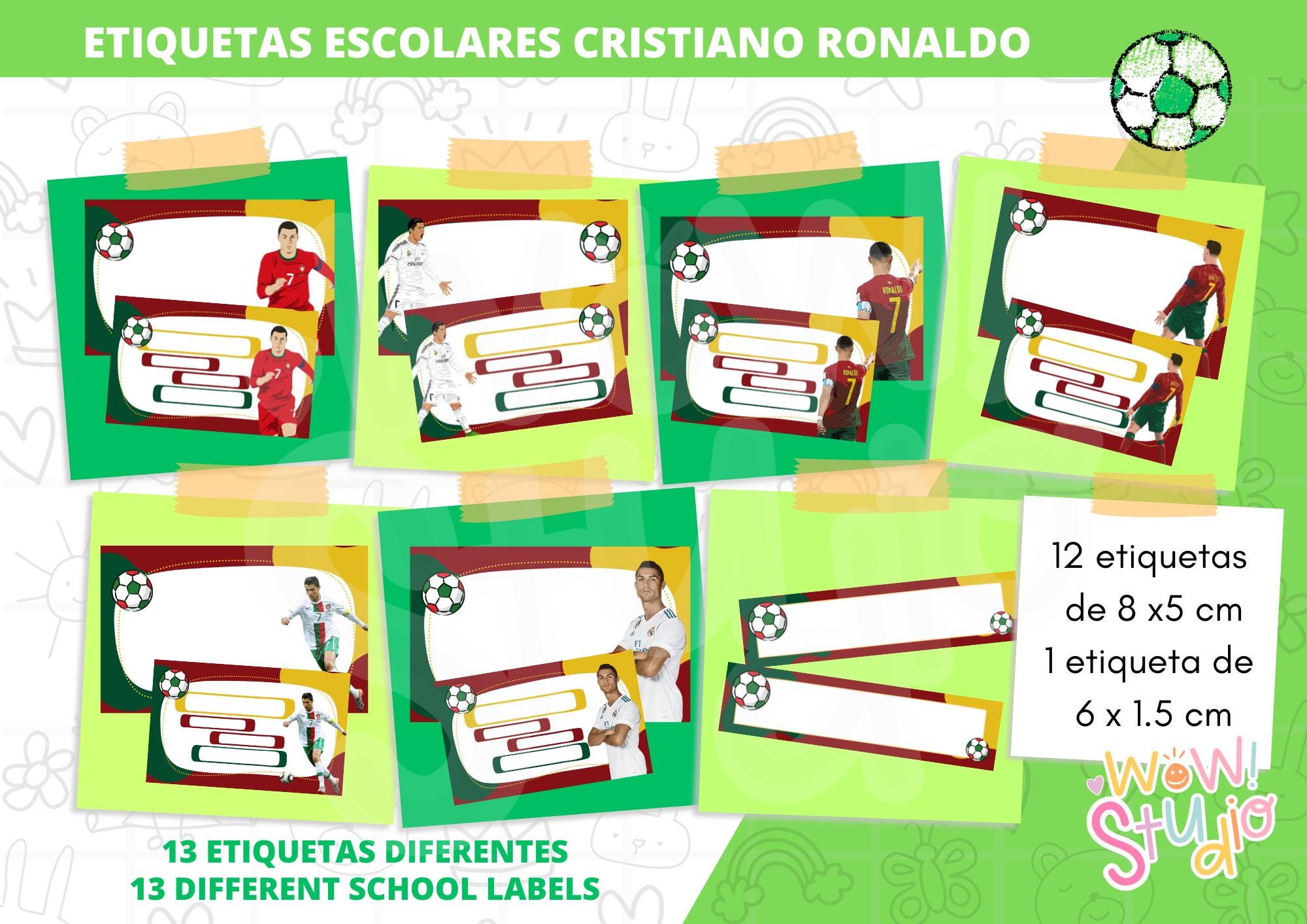 Etiquetas escolares Cristiano Ronaldo. Cristiano Ronaldo school labels ...