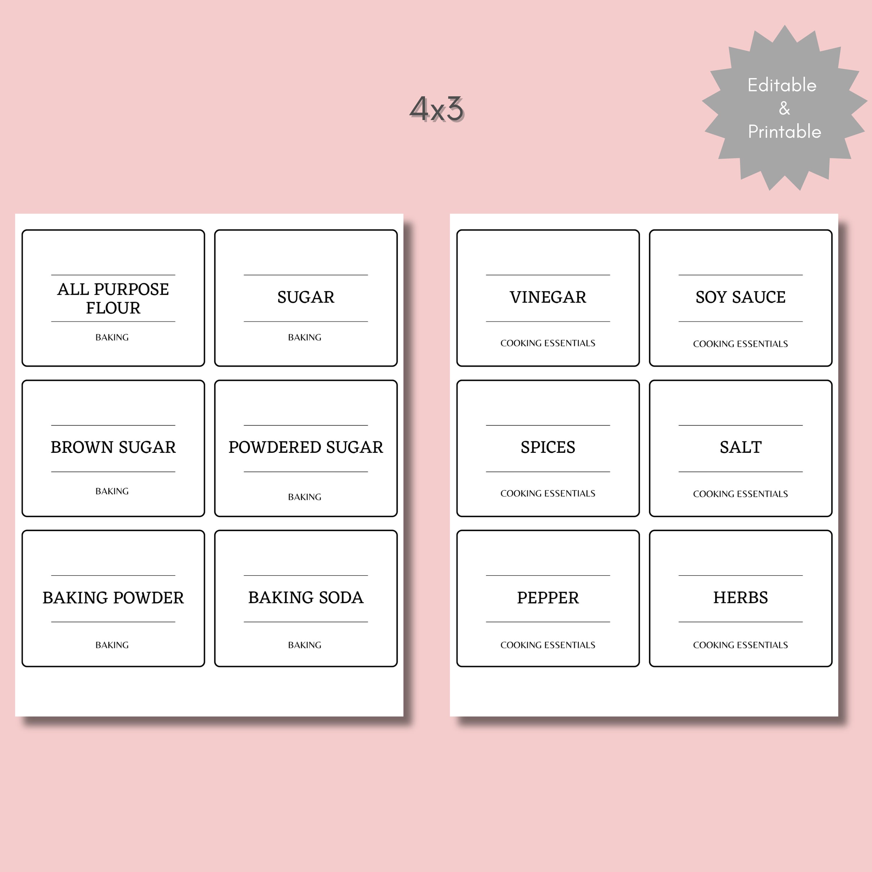 Printable Kitchen Pantry Labels Digital Labels Pantry Labels Kitchen ...