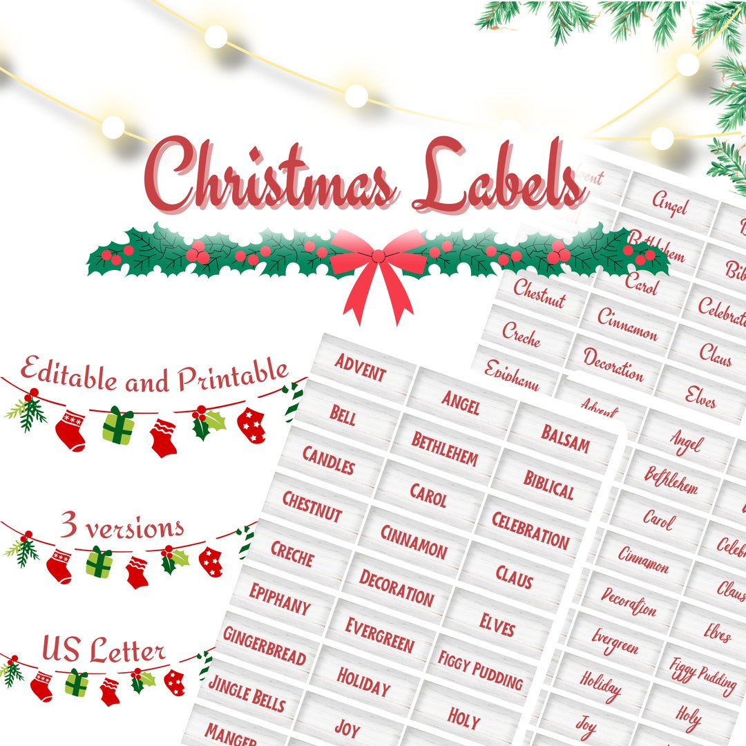 Christmas Words Labels Tags Editable and Print-ready Christmas DIY Gift ...