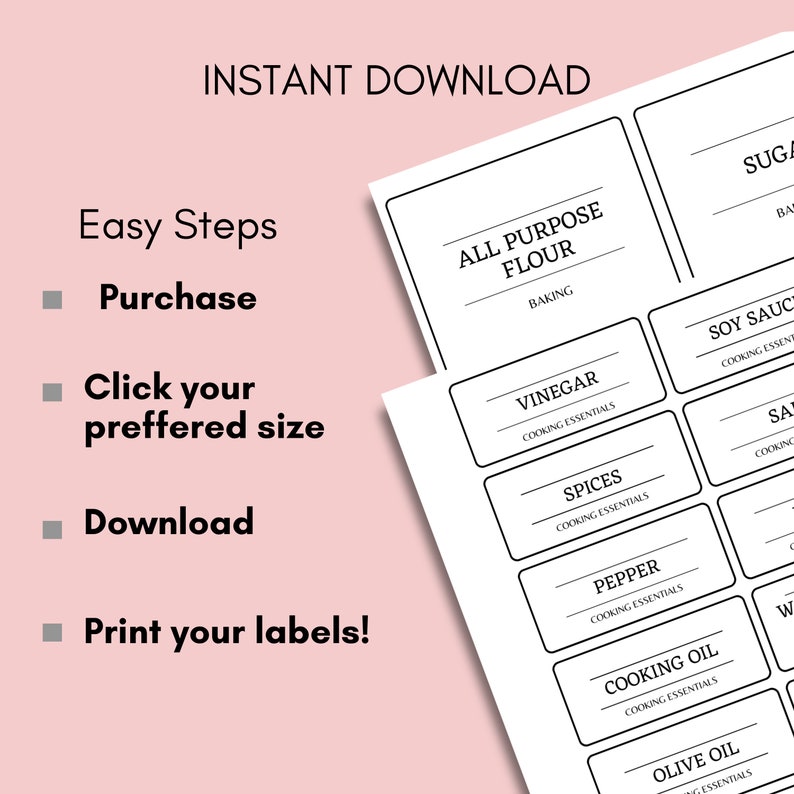 Printable Kitchen Pantry Labels Digital Labels Pantry Labels Kitchen ...