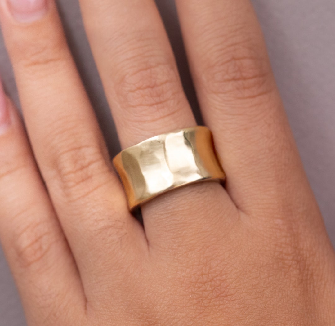 14k Yellow Gold Ring Solid Gold Extra Wide Ring, Extra Thick Band ...