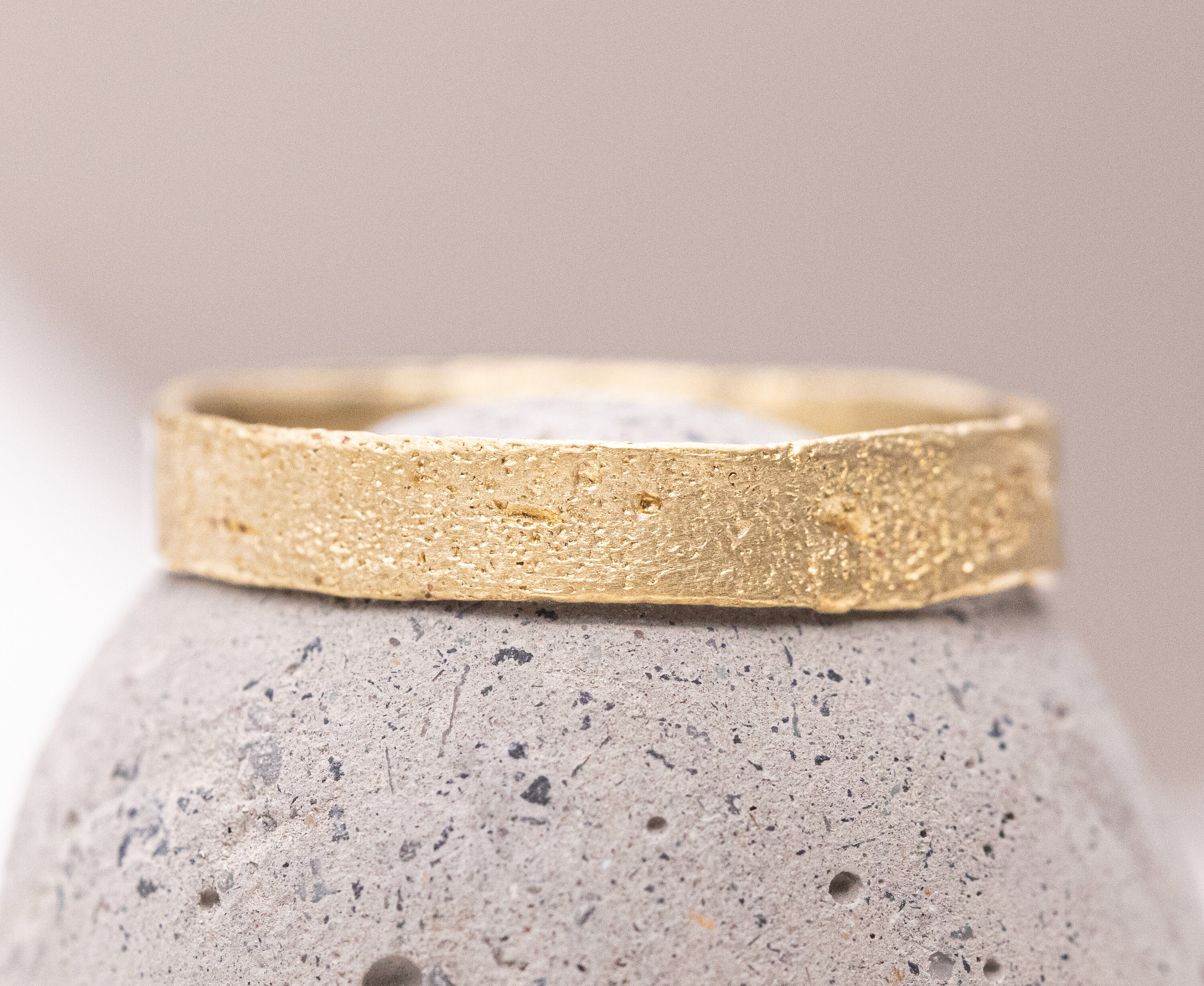 Rough Texture Ring ,sand Cast Ring Men's Wedding Ring 14K Solid Gold ...