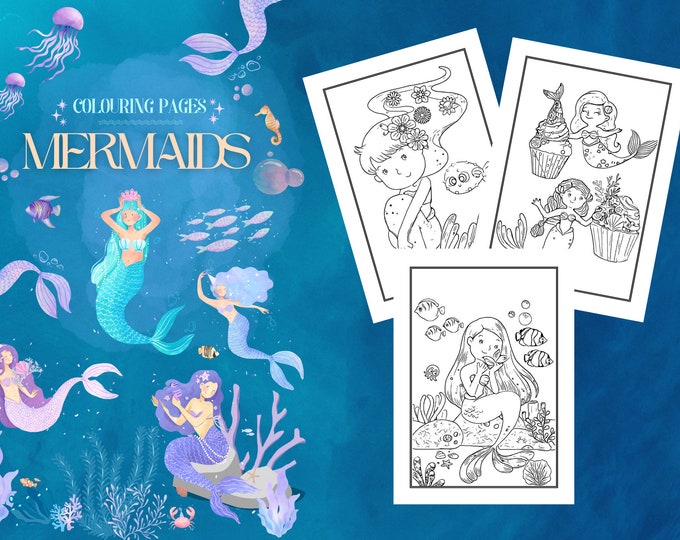 Mermaid Fun Colouring Activity Sheets for Kids Children 50 Unique Pages ...