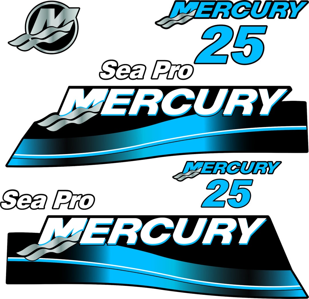 Mercury 25HP Sea Pro Outboard Engine Decals Set Reproduction - Etsy