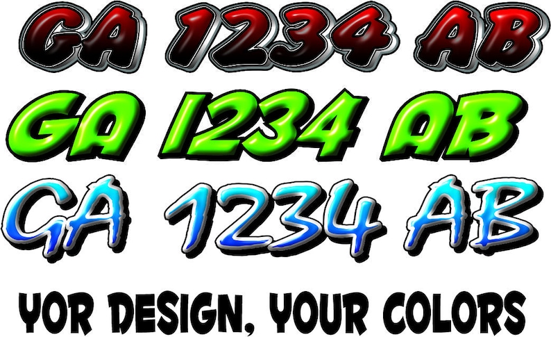 Boat Registration Number Decals, Set of 2. Your Design, Your Colors. - Etsy