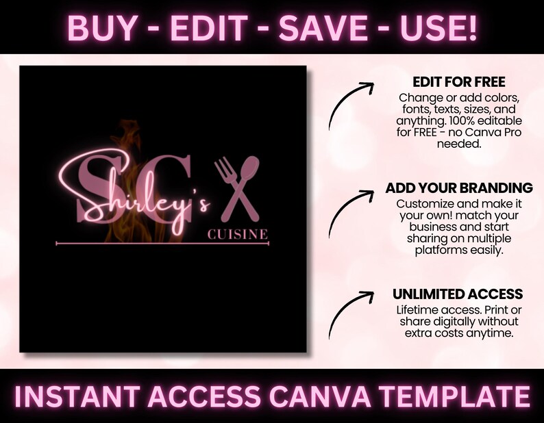 Cook Kitchen Logo Canva Template, Editable Cooking Business Logo ...