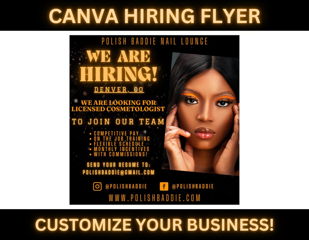 Editable We Are Hiring Flyer Canva Template, DIY Now Hiring Instagram ...