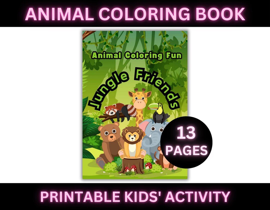 13 Printable Children’s Animal Fun Coloring Book, Color and Trace ...