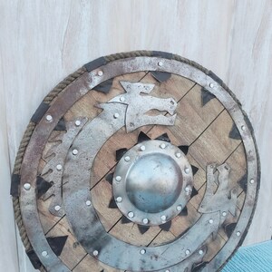 Medieval Viking Dragon Wooden Shield, Antique Heavy Battle Ready ...