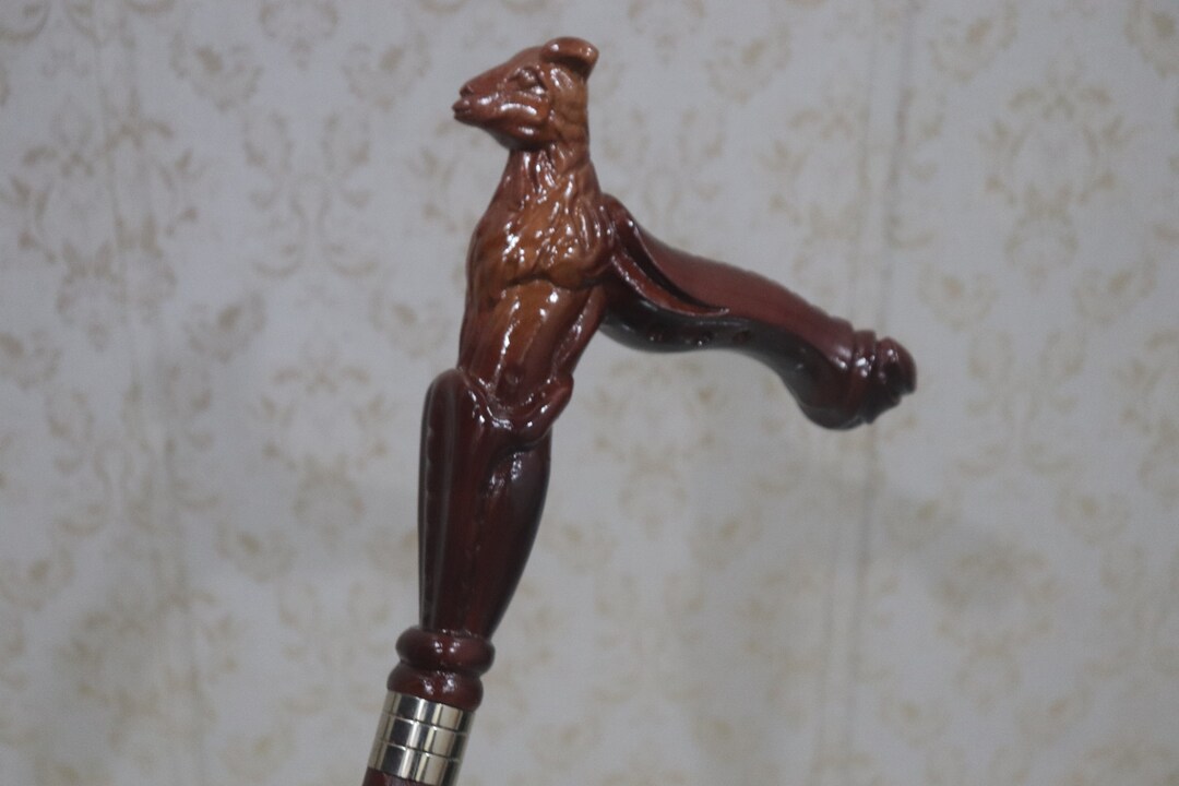 Goat Head Handle Wooden Walking Stick Majestic Goat Sheep Wooden ...