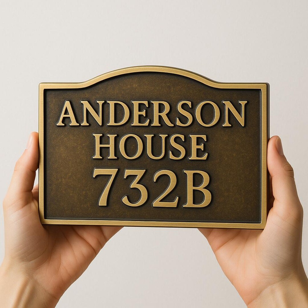 Custom Cast Brass Address Plaque – Engraved Outdoor Sign - Etsy