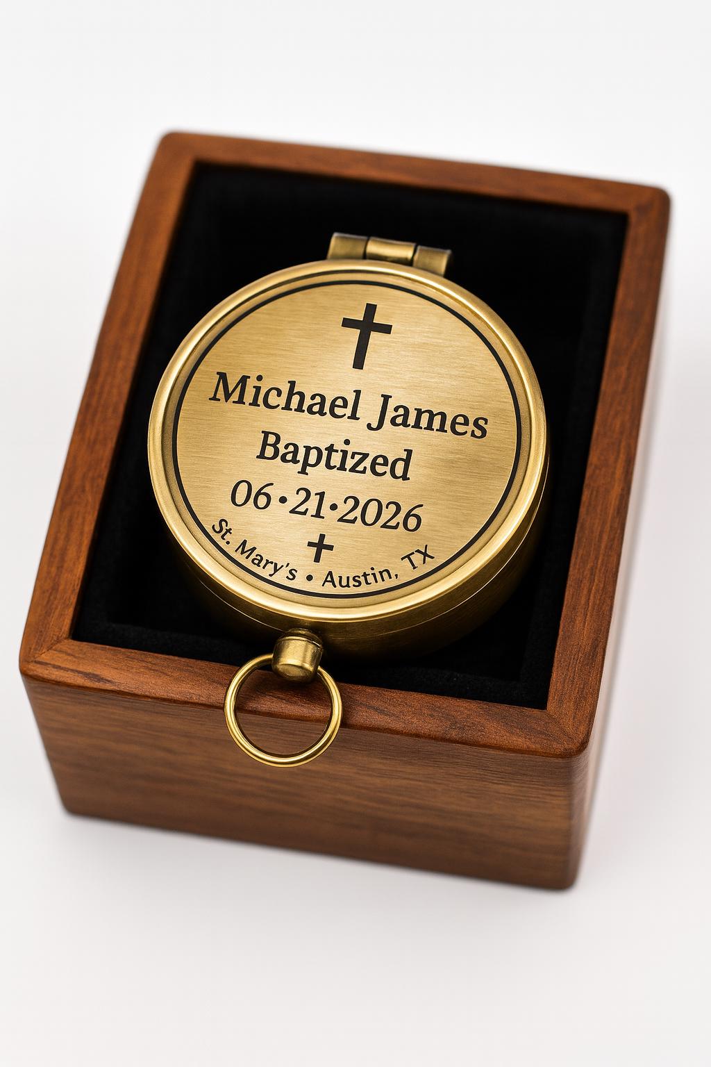 Personalized Brass Compass: Baptism, First Communion, Confirmation Gift ...