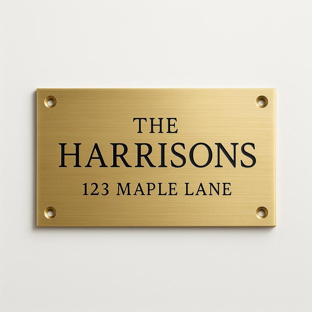 Custom Brass Door Name Plate – Personalized Address Sign - Etsy
