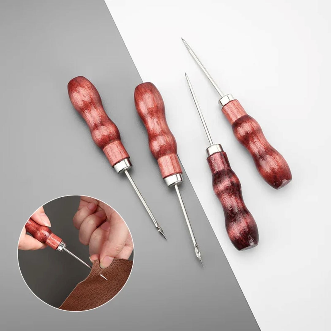 Sewing Awl, 1/2pcs, Stainless Steel, Wooden Handle, Double Gourd Hook ...
