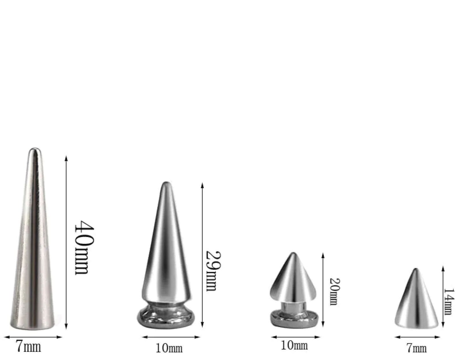 Cone Spikes, 4 Different Sizes Screw Back Studs Punk Spikes Rock Rivets ...