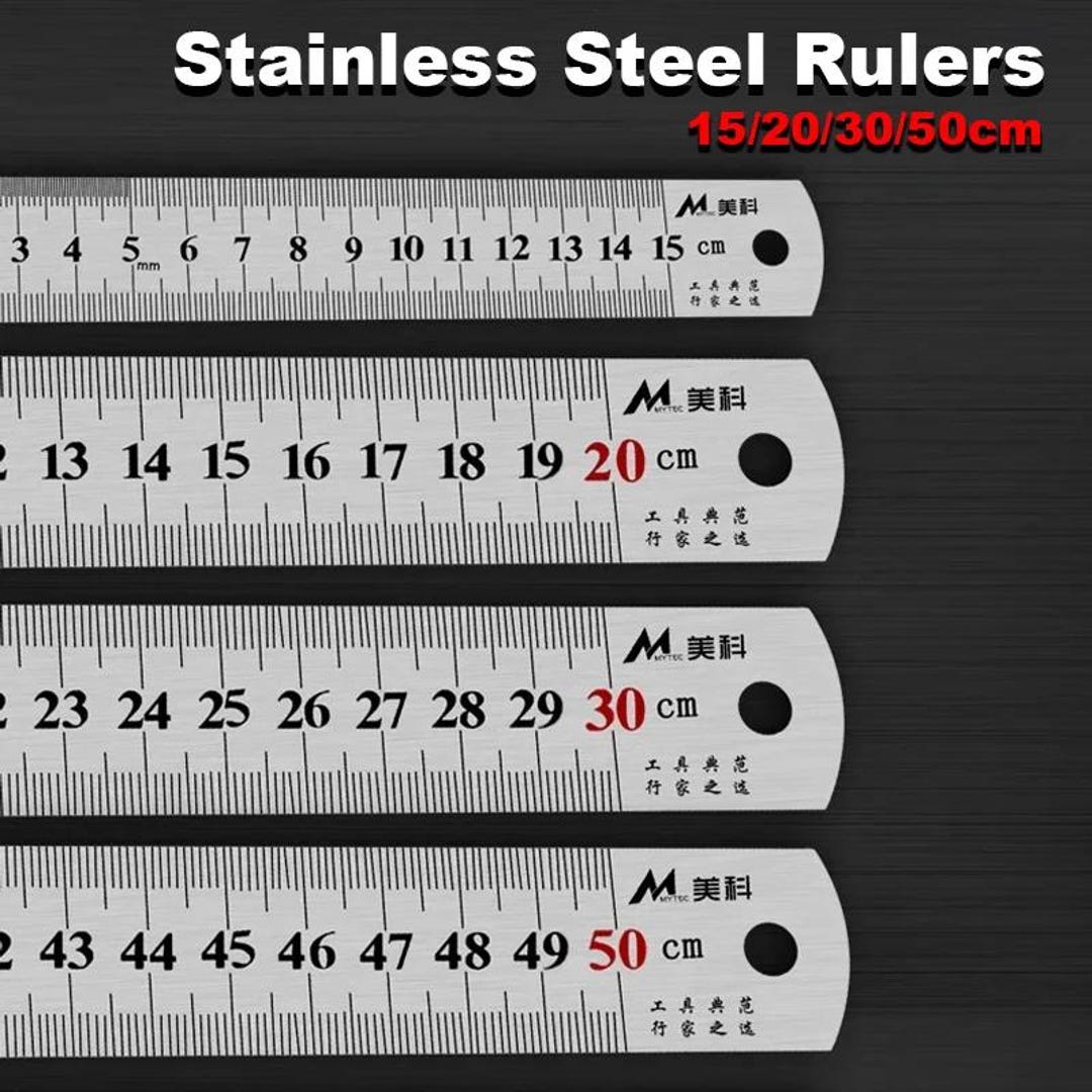 Metal Ruler, Multiple Sizes, Stainless Steel Double Sided Straight ...