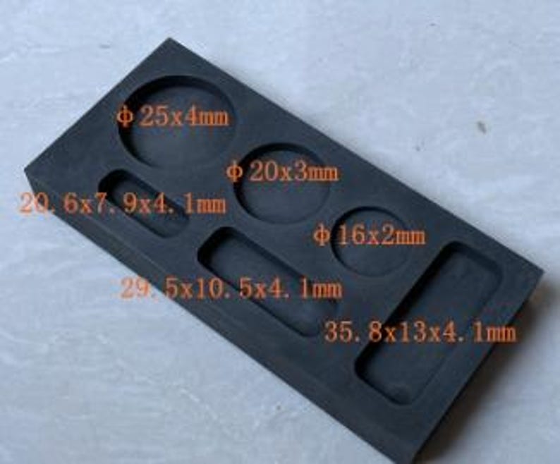 Graphite Ingot Mold, 5 Cavity Sizes Ingot, Multi Pocket Combo Shapes ...