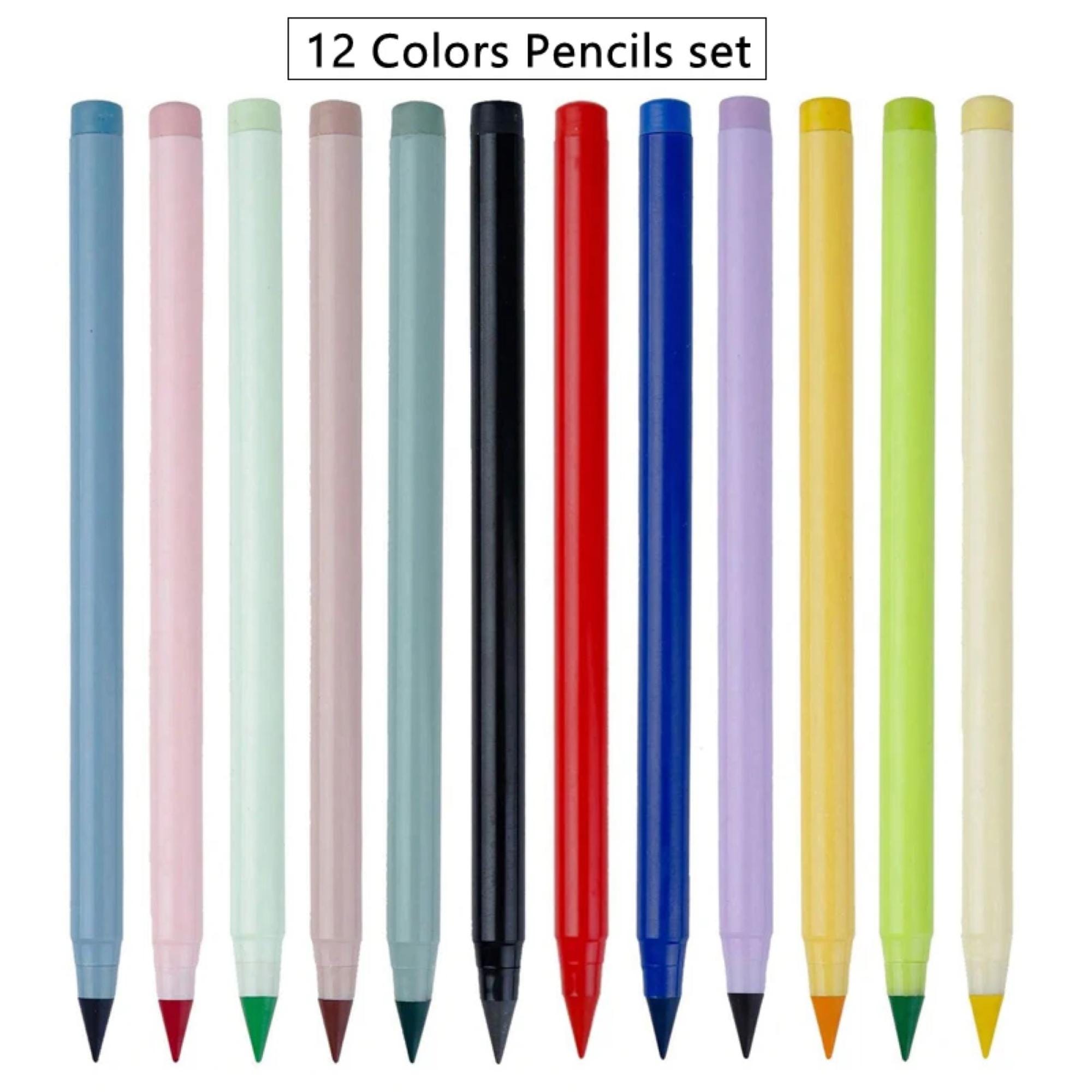 Everlasting Pencil, 12 Colors Set, With Refill, Eternal Erasable Pen ...