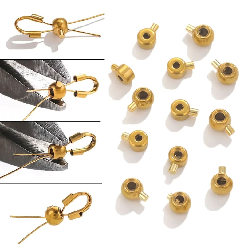 10 Pcs Crimp End Bead, Stainless Positioning Stopper Spacer, for ...