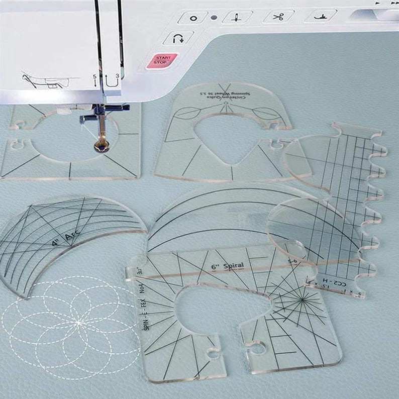 6pcs Quilting Ruler Template Set, Transparent Acrylic, Various Styles ...