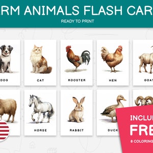 FARM ANIMALS Montessori Cards Flashcards PDF Printable Cards Preschool ...