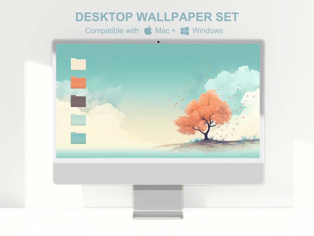 Minimalist Desktop Wallpaper Matching Folder Desktop Icons Aesthetic ...