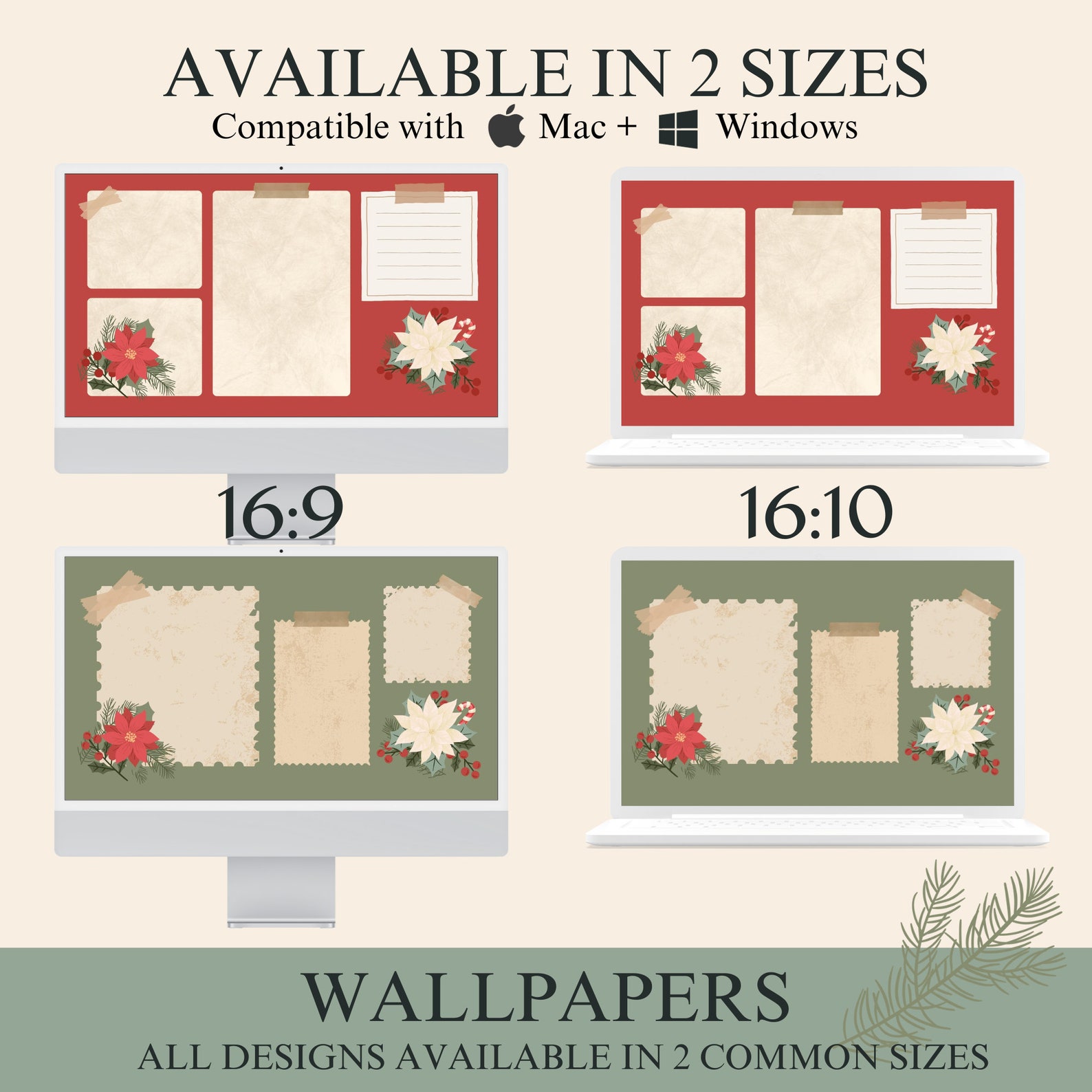 Christmas Desktop Wallpaper Organizer Set Folder Icons - Etsy