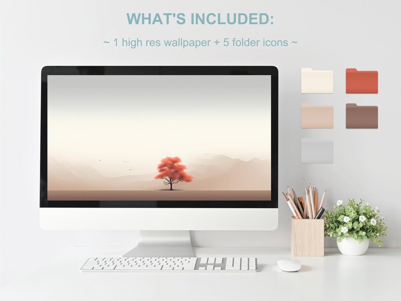 Minimalist Desktop Wallpaper Matching Folder Desktop Icons Aesthetic ...