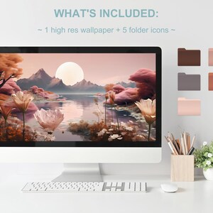 Desktop Wallpaper With Matching Folder Desktop Icons Aesthetic Laptop ...