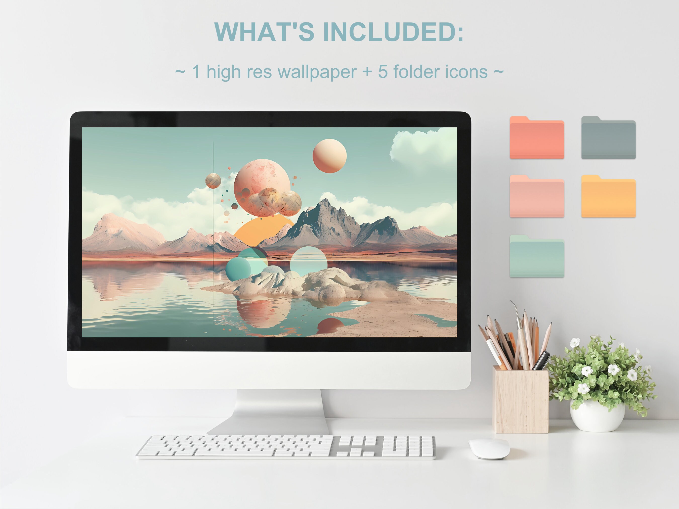 Desktop Wallpaper With Matching Folder Desktop Icons Aesthetic Laptop ...