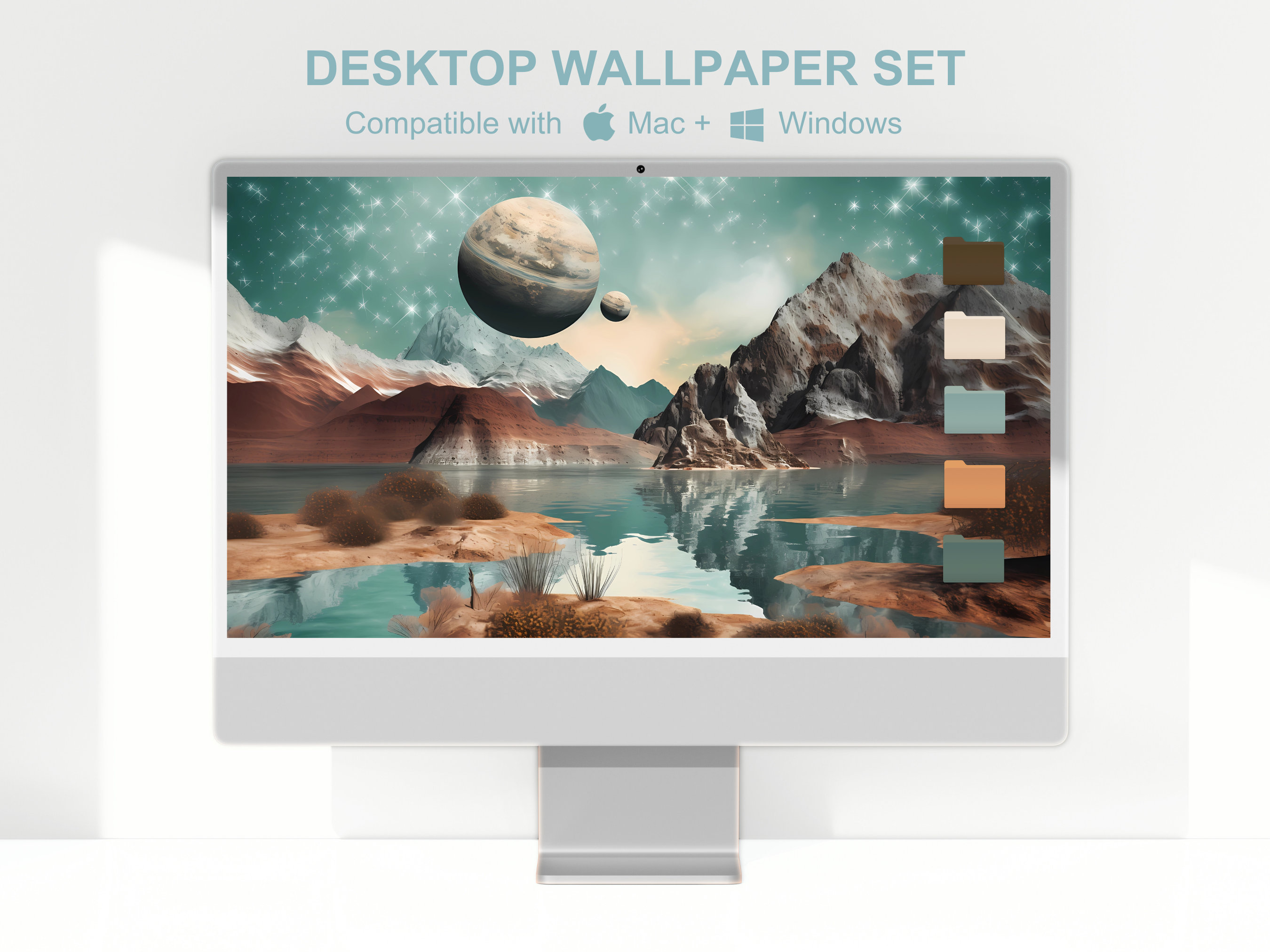 Desktop Wallpaper With Matching Folder Desktop Icons Aesthetic - Etsy