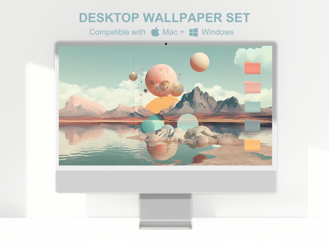 Desktop Wallpaper With Matching Folder Desktop Icons Aesthetic Laptop ...