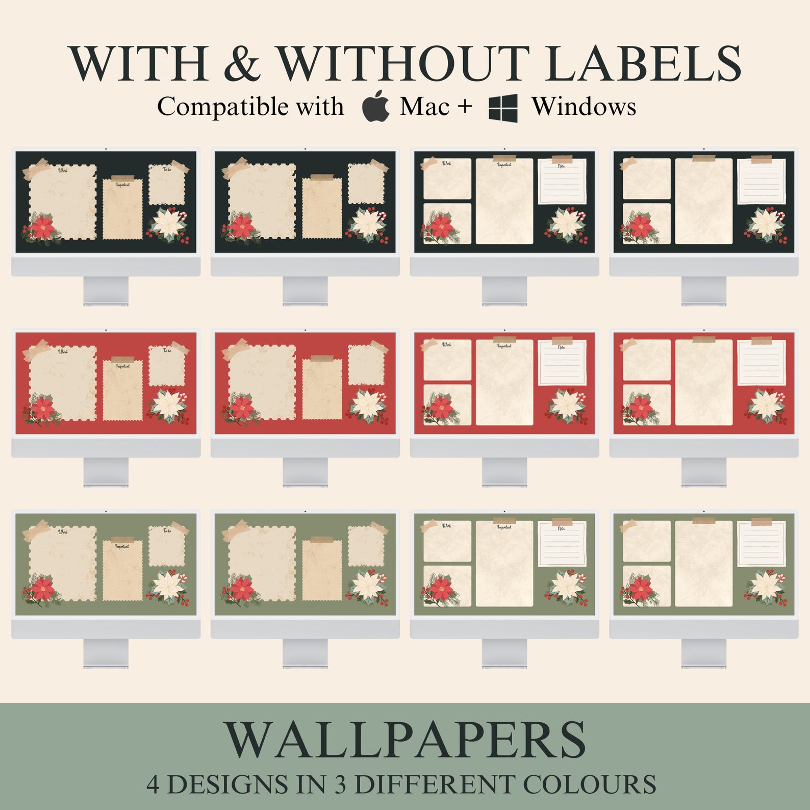 Christmas Desktop Wallpaper Organizer Set Folder Icons - Etsy