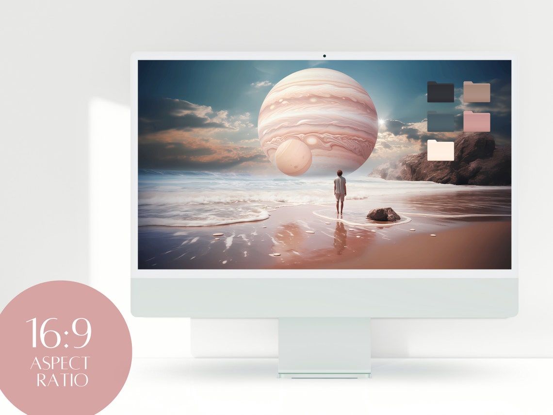 Desktop Wallpaper With Matching Folder Icons Beach Aesthetic - Etsy