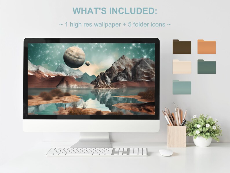 Desktop Wallpaper With Matching Folder Desktop Icons Aesthetic Laptop ...